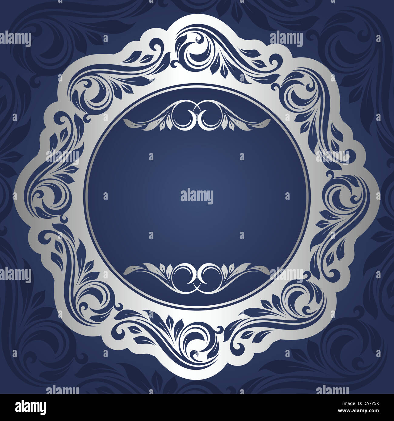 Floral rounded frame. Silver background Stock Photo - Alamy