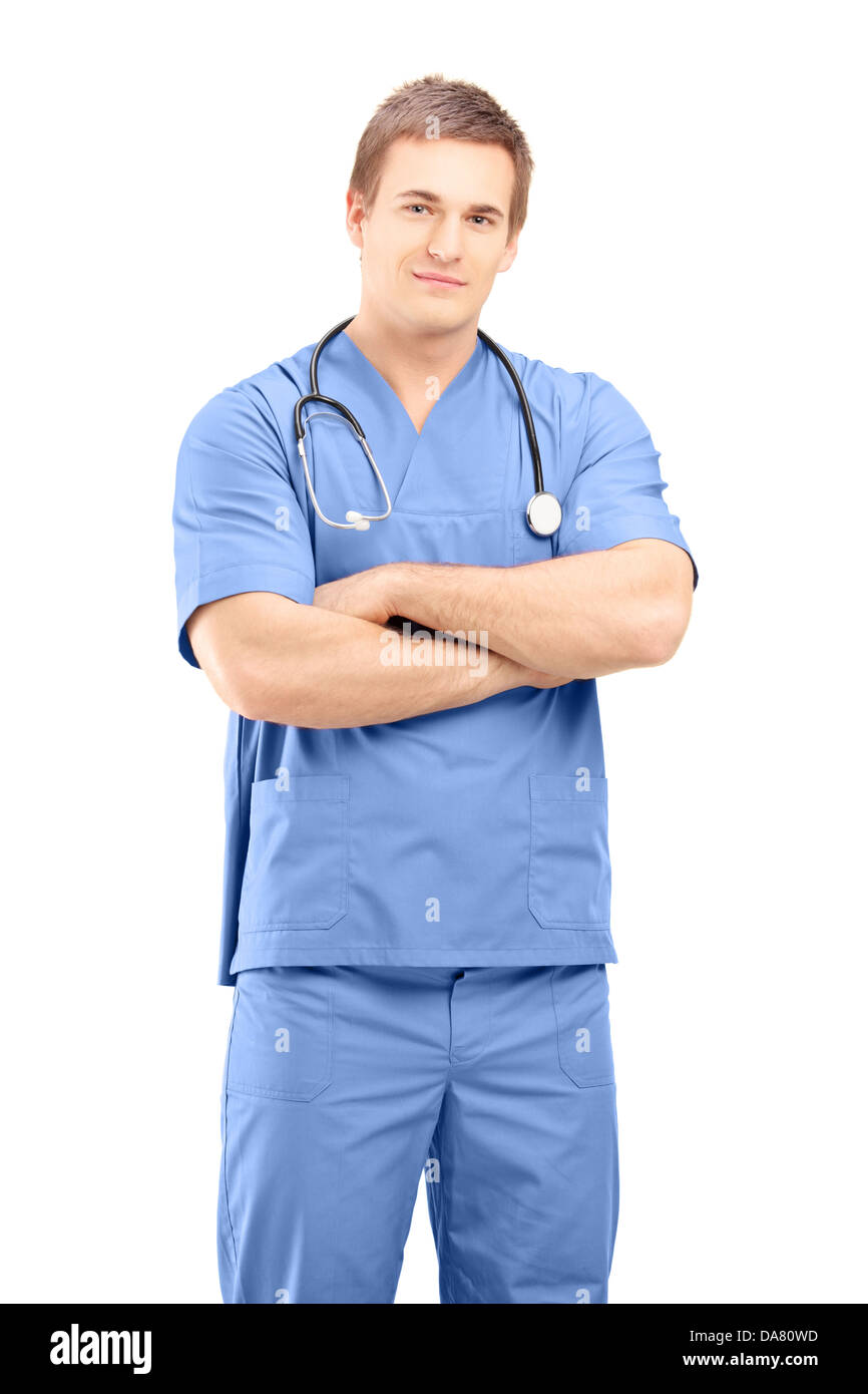 Male medical practitioner in a uniform posing Stock Photo - Alamy