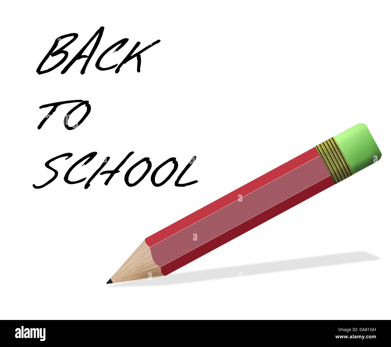 Back to school pencil with shadow Stock Photo - Alamy