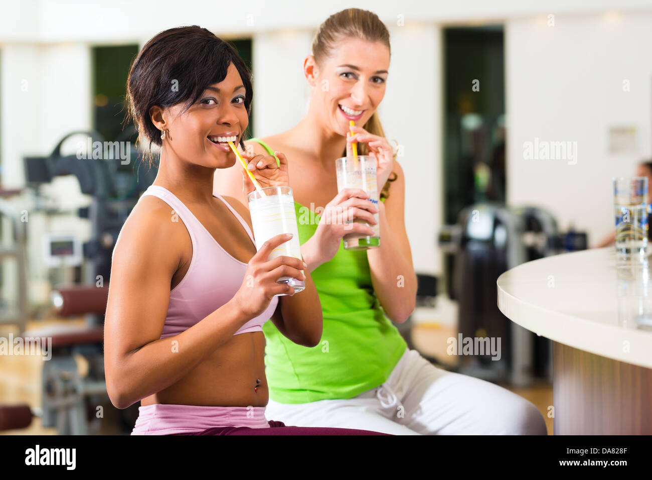 Woman drinking protein shake hi-res stock photography and images - Alamy