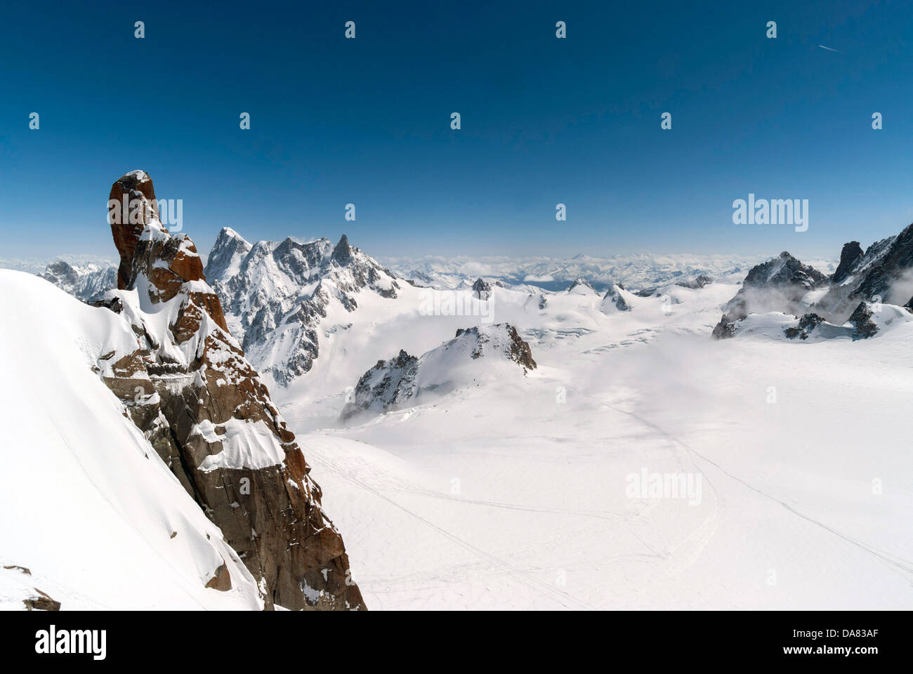 On the summit of the Aiguille du Midi, Chamonix Mont Blanc, France ...