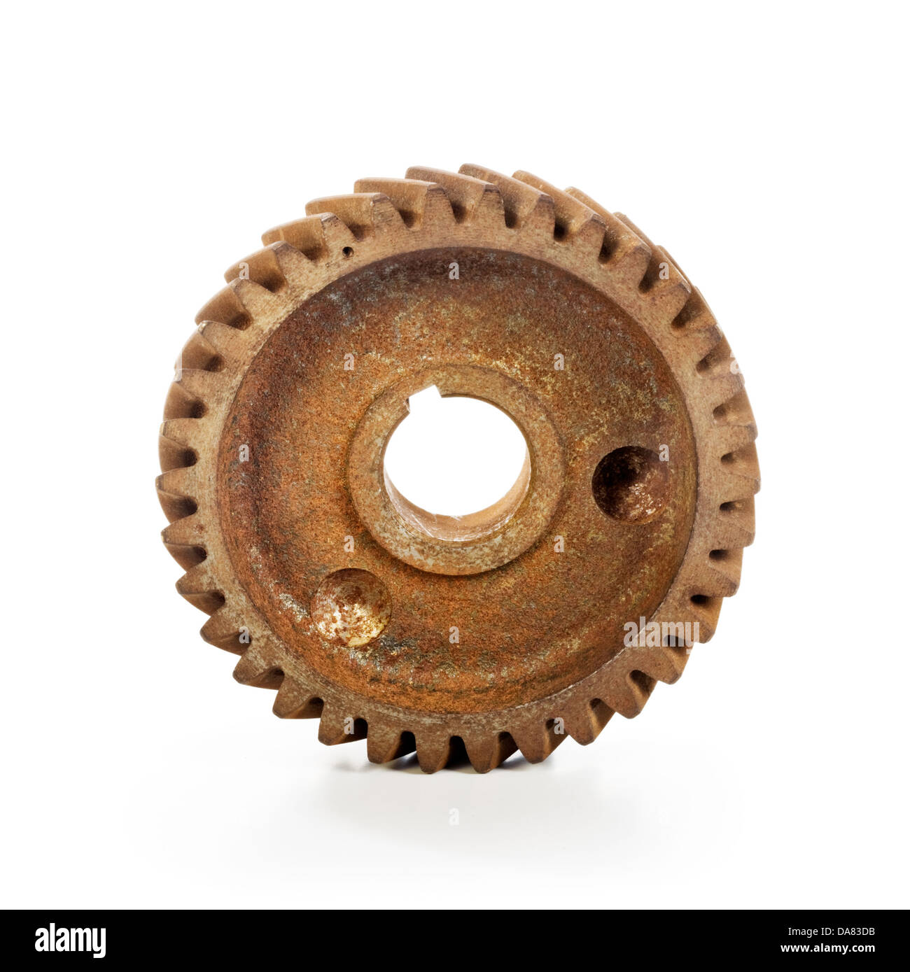 Old rusty cog gear wheel on white background Stock Photo - Alamy
