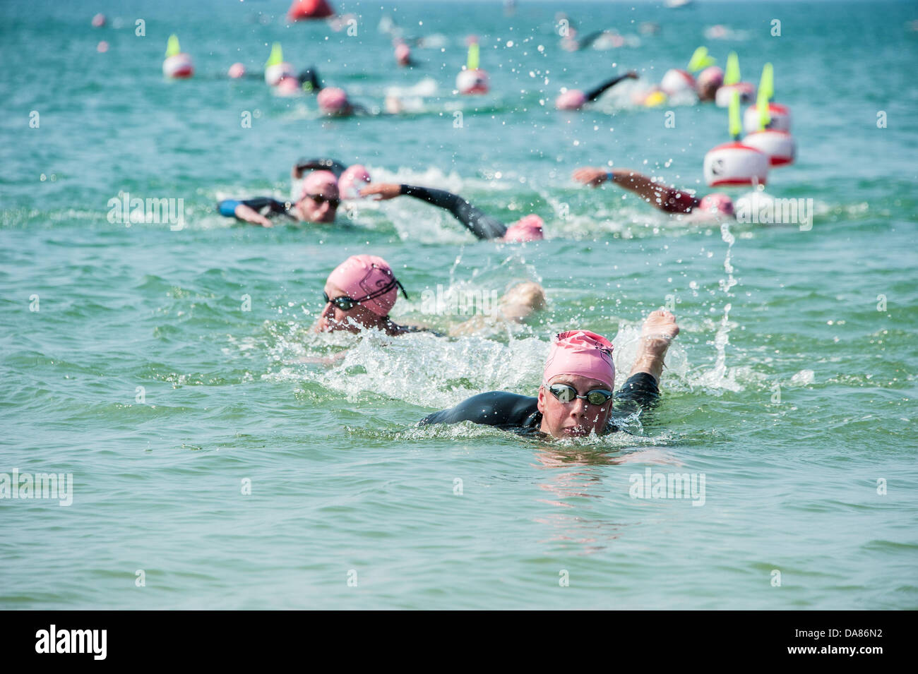 Swim finish line beach hi-res stock photography and images - Alamy