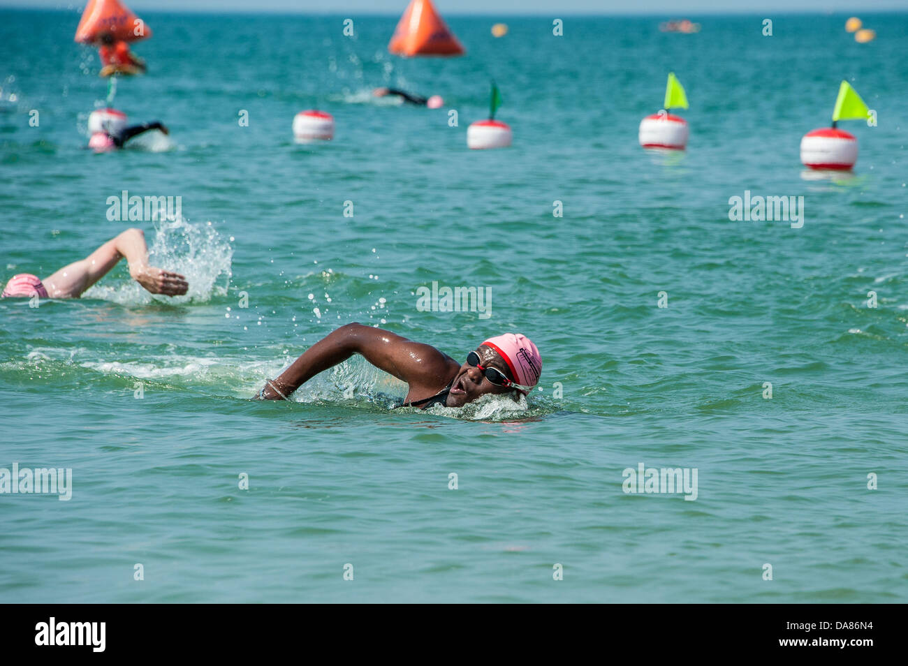 Swim finish line beach hi-res stock photography and images - Alamy