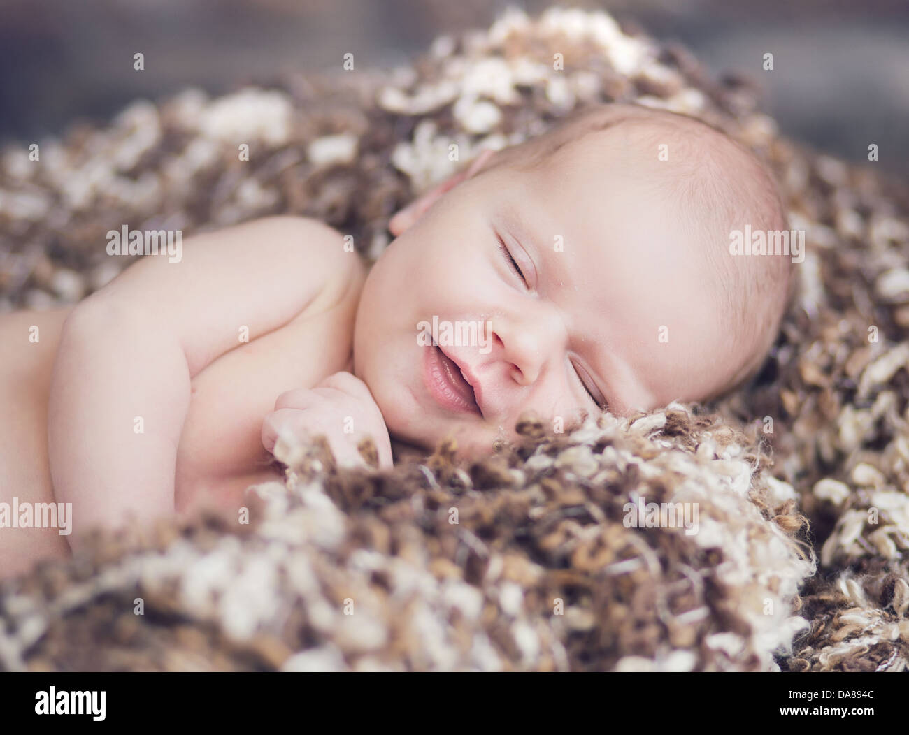 Portrait of cute smiling newborn baby Stock Photo - Alamy