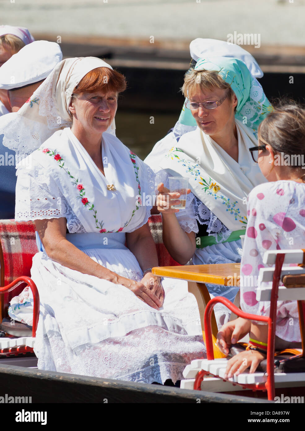 Women in traditional sorbian costumes during the Spreewald Schützenfest ...
