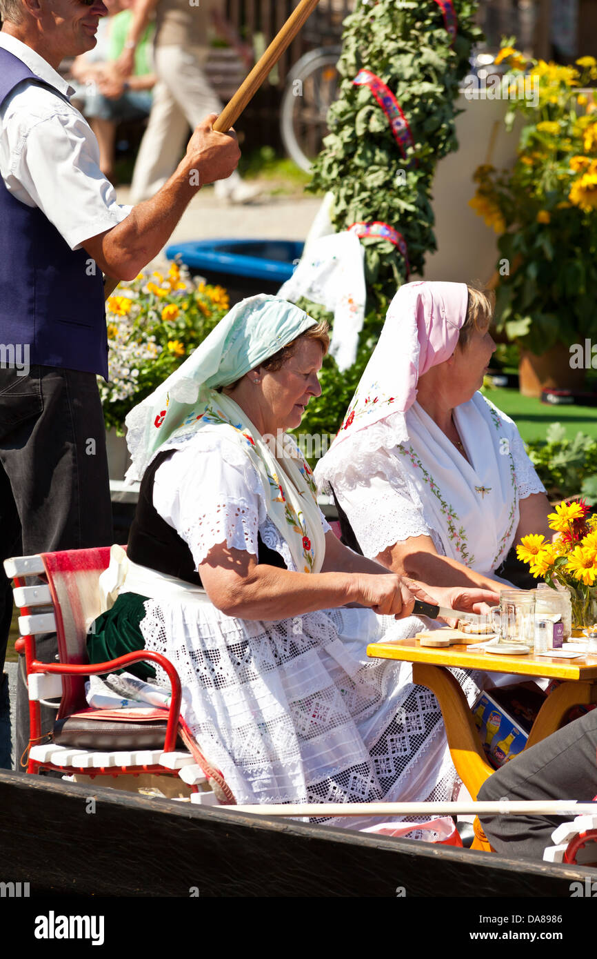 Women in traditional sorbian costumes during the Spreewald Schützenfest ...