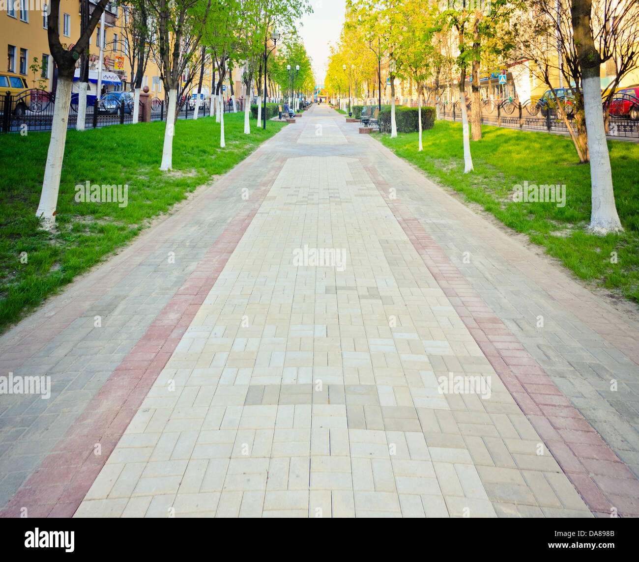 Walk Way Surface Of Concrete Blocks Stock Photo - Alamy