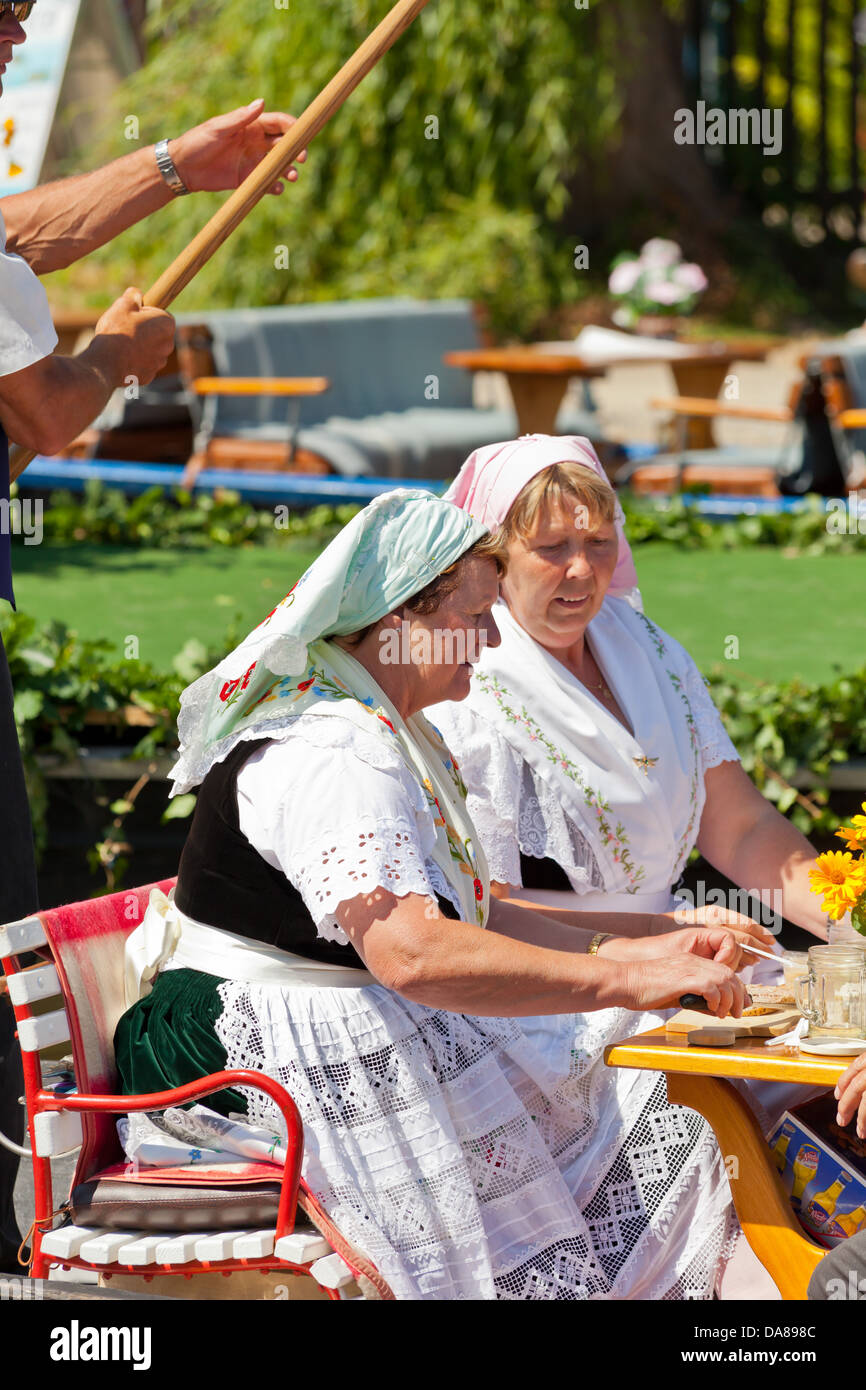 Women in traditional sorbian costumes during the Spreewald Schützenfest ...