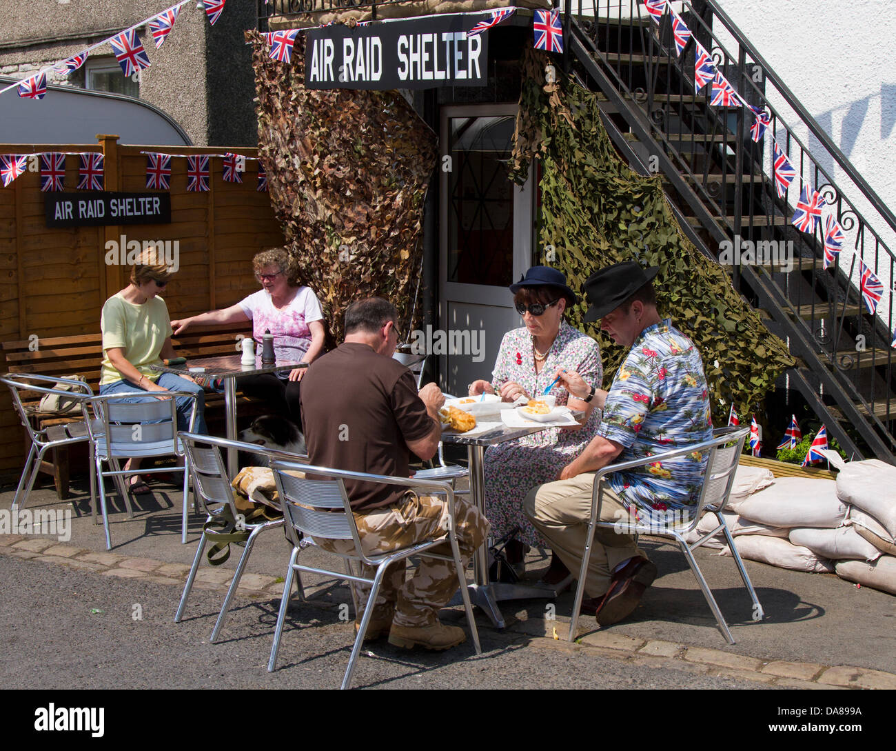 Ingleton, UK. 7th July, 2013. Fish and Chips outside the Bomb Shelter ...