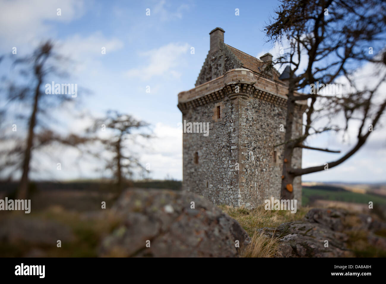 Fatlips castle, just outside Hawick in the Scottish Borders Stock Photo ...