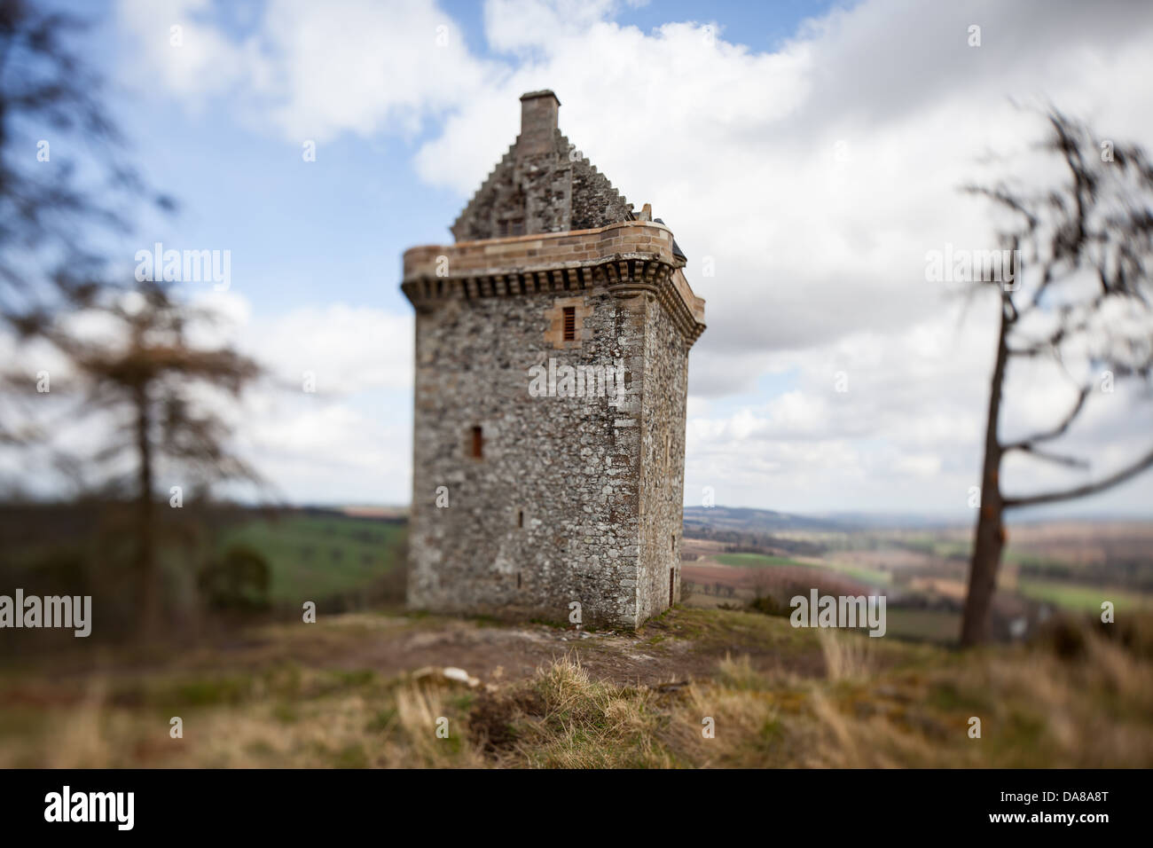 Fatlips castle, just outside Hawick in the Scottish Borders Stock Photo ...