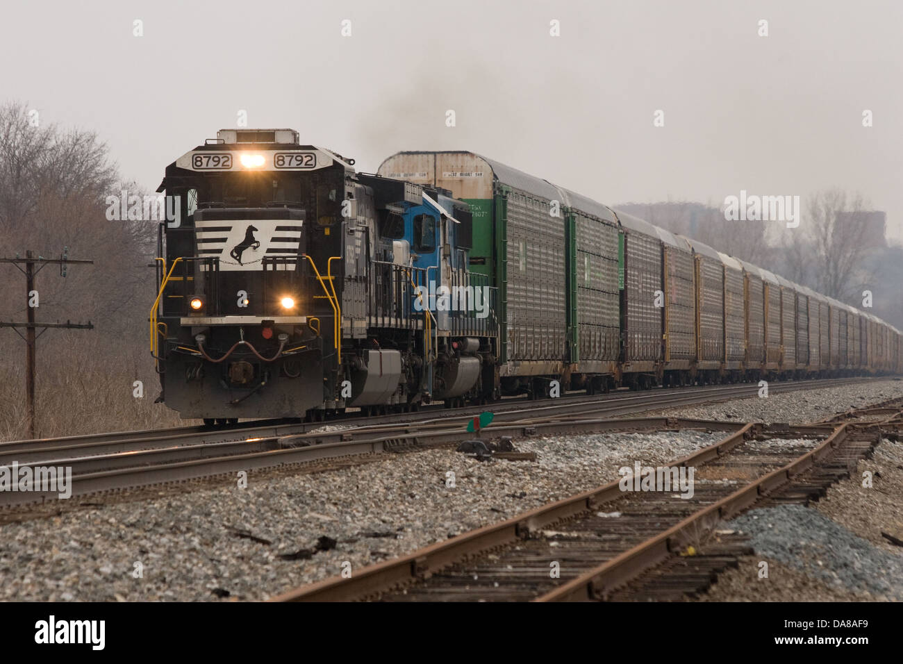Norfolk Southern Railroad locomotive heads a Freight Train of ...