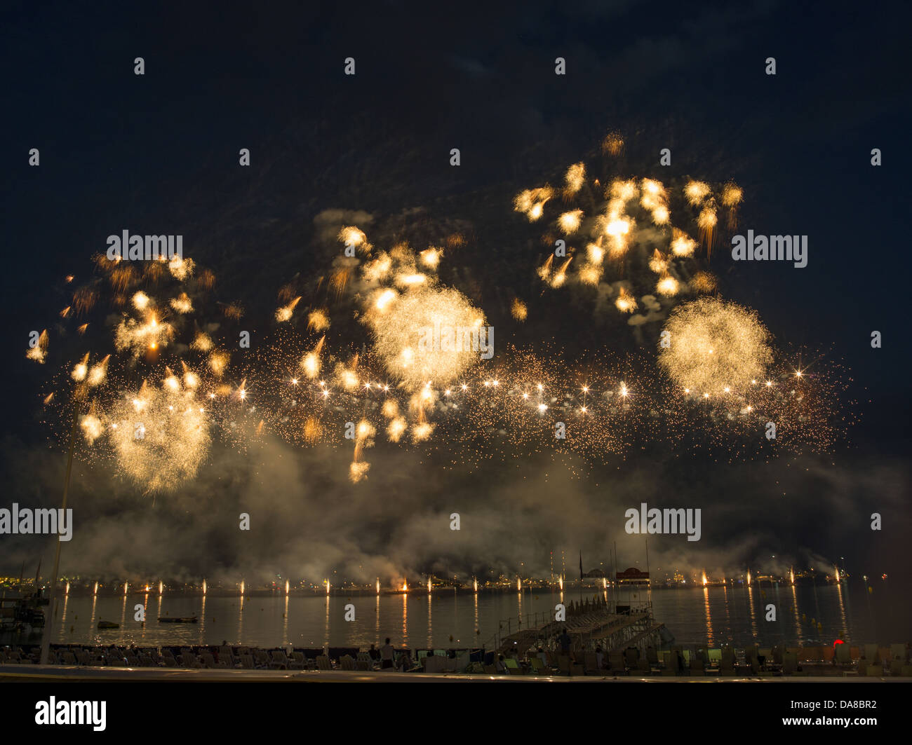 Show of fireworks in Cannes opening the Pyrotechnique Art Festival, on ...