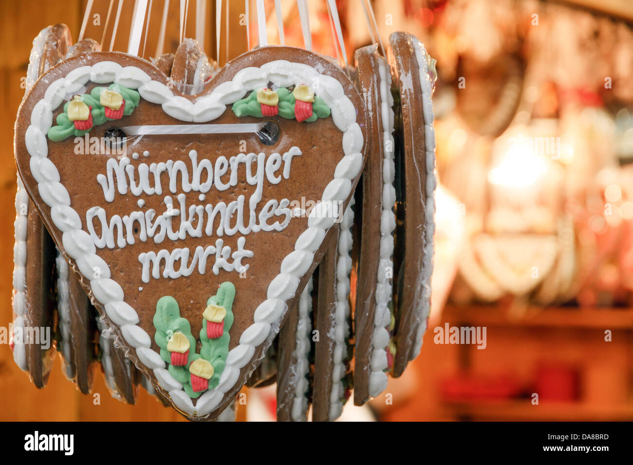 Gingerbread Hearts at Nuremberg Christmas Market Stock Photo - Alamy