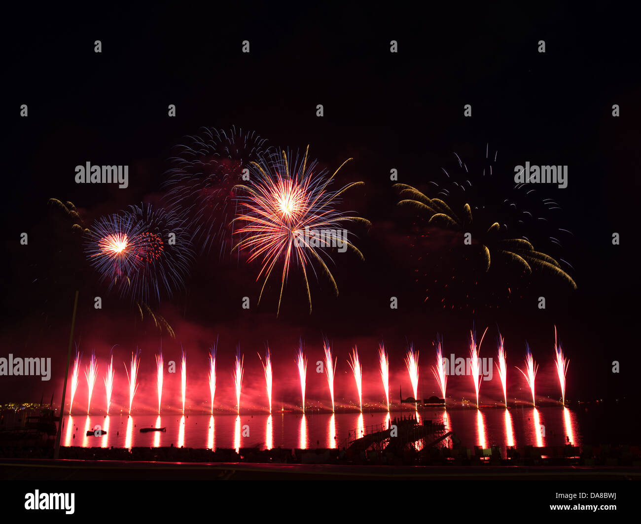 Show of fireworks in Cannes opening the Pyrotechnique Art Festival, on ...