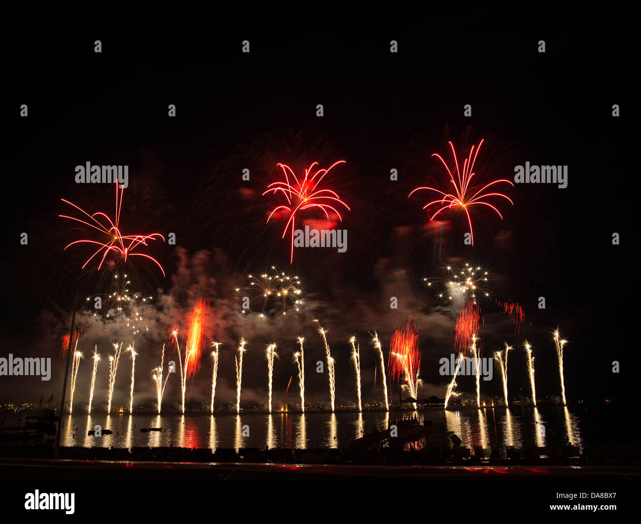 Show of fireworks in Cannes opening the Pyrotechnique Art Festival, on ...