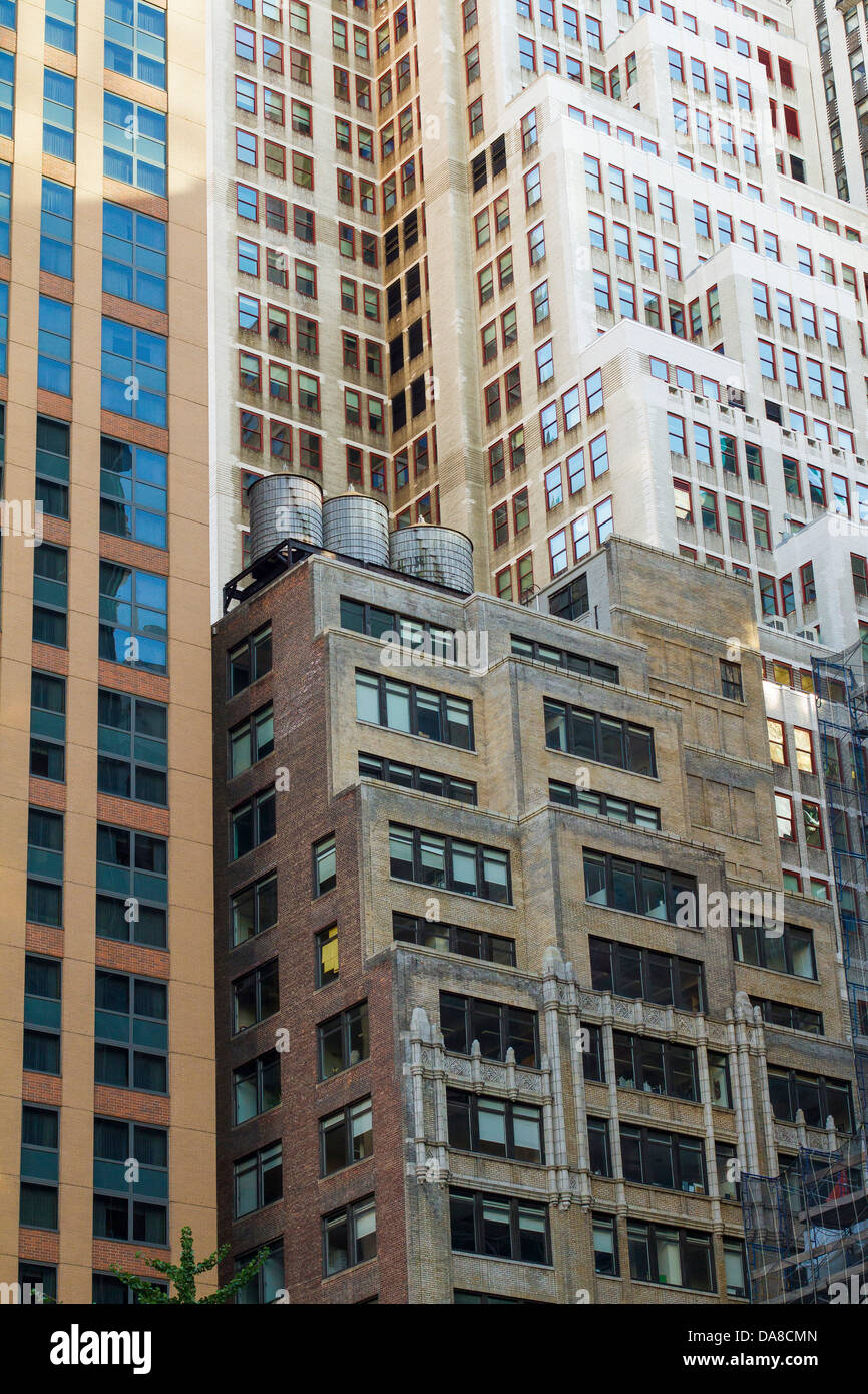 Close-up of a building in New York City photographed in a warm ...