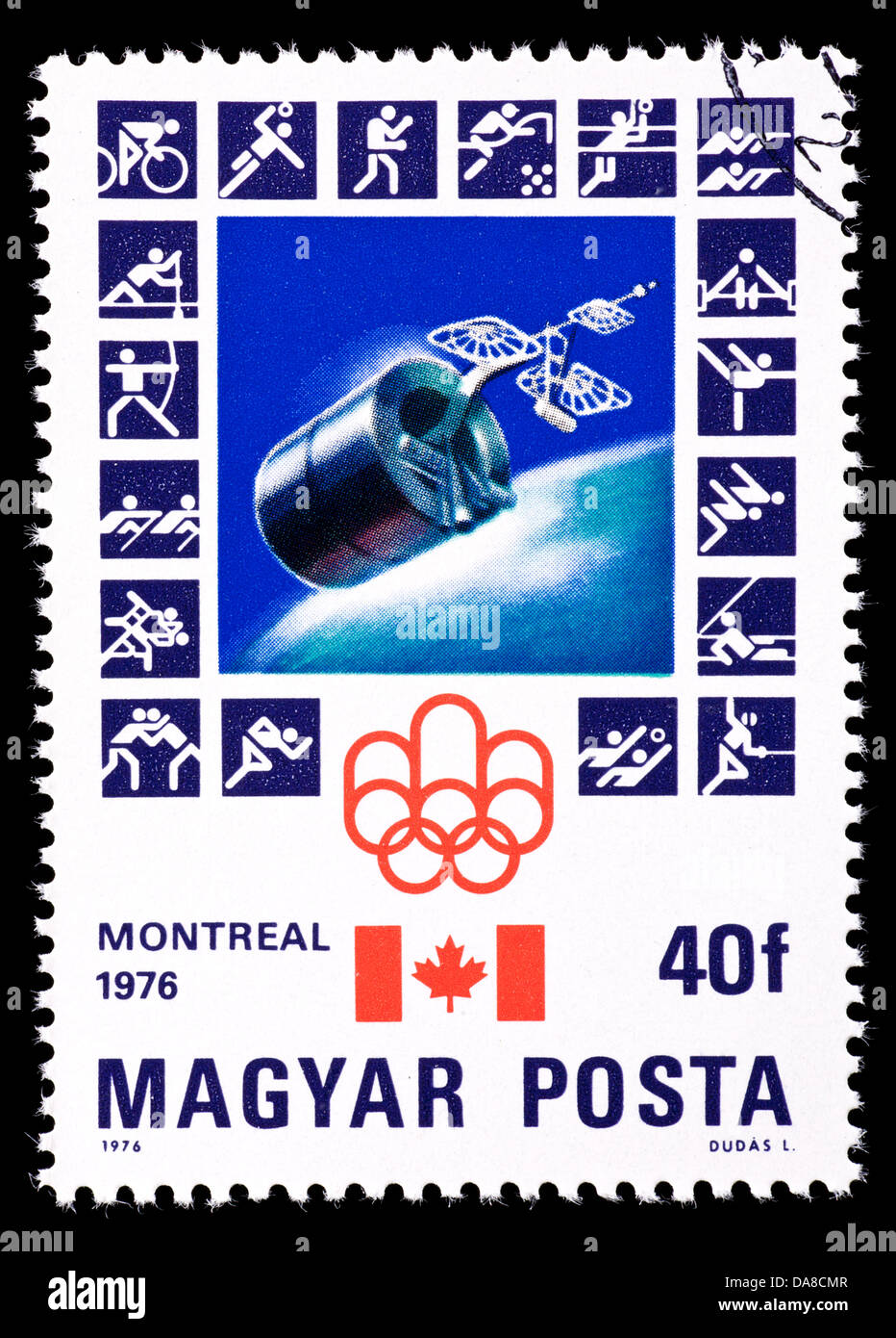 Postage stamp from Hungary depicting Intelstat 4, issued for the 1976 ...