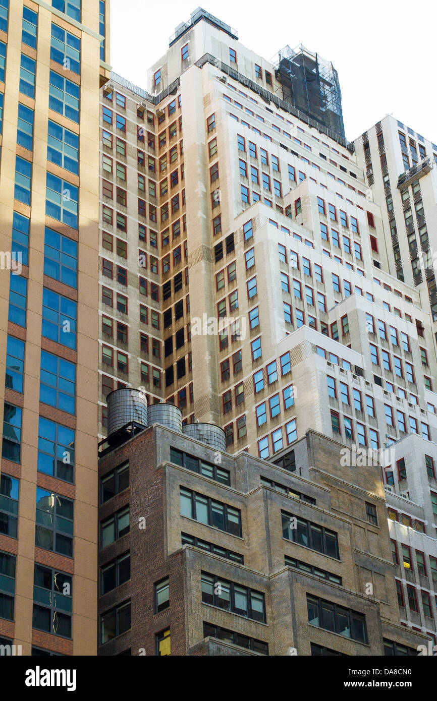 Close-up of a building in New York City photographed in a warm ...