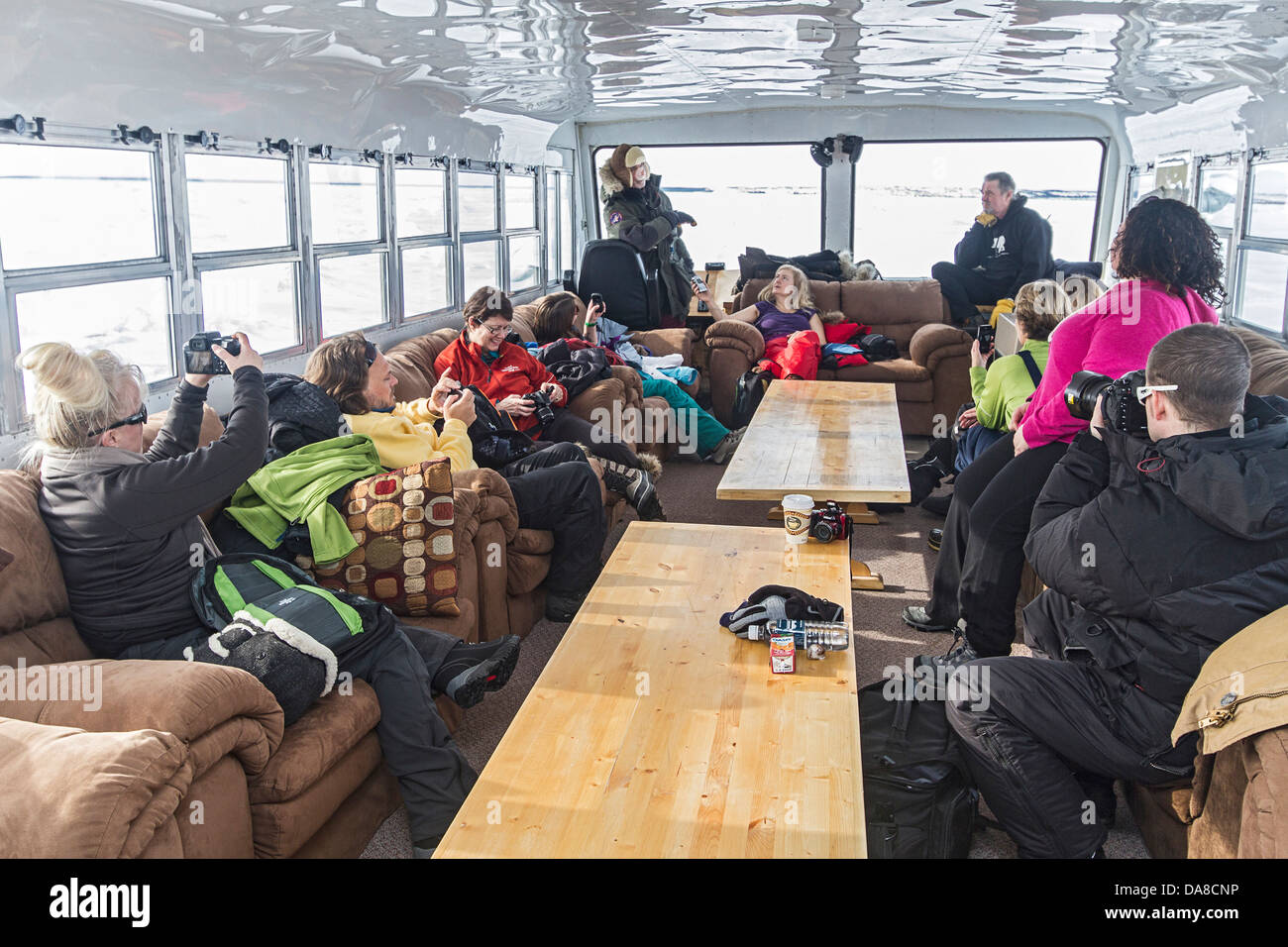 Inside the Frontiers North's Tundra Buggy heading out to see the ...