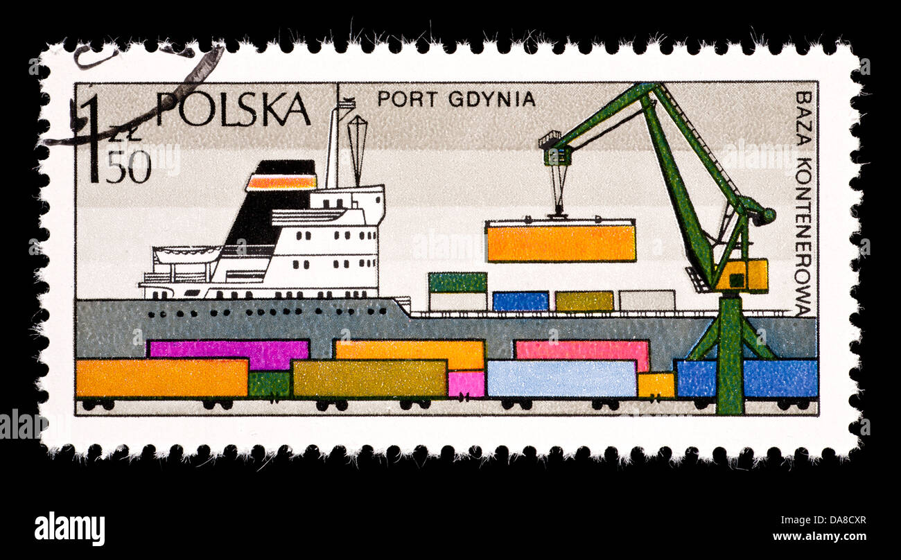 Postage stamp from Poland depicting the port of Gdynia Stock Photo - Alamy