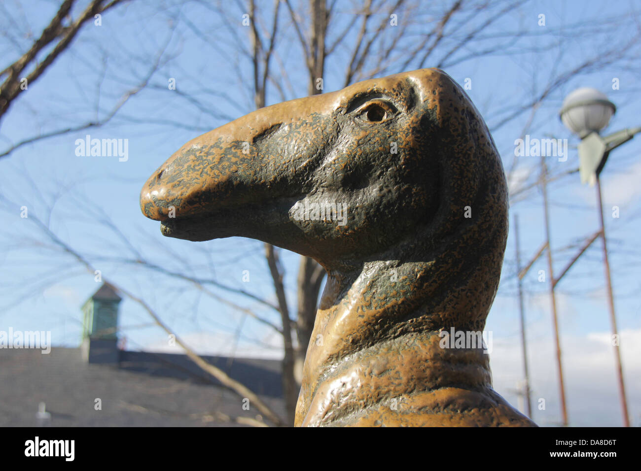 Philadelphia Zoo bronze statue of a dinosaur. FOR EDITORIAL USE ONLY ...