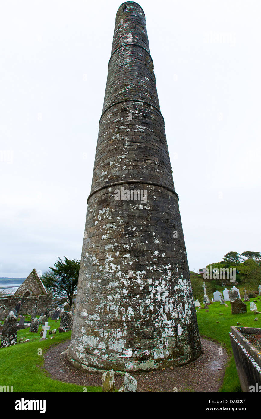 Ardmore historical round tower on the south coast of Ireland is a ...