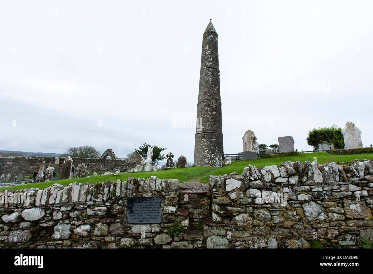 Ardmore historical round tower on the south coast of Ireland is a ...