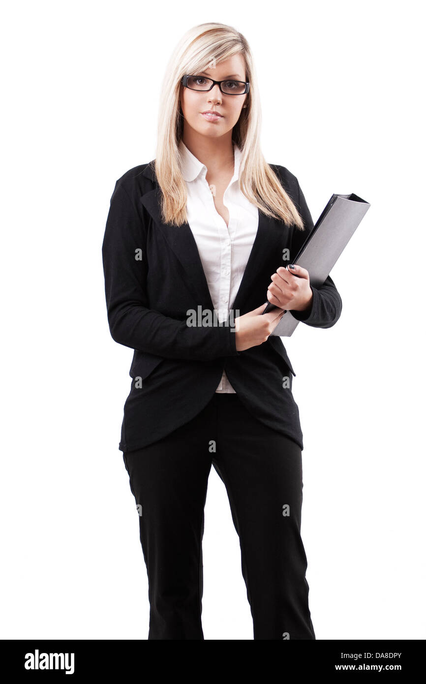 Businesswoman standing, holding file Cut Out Stock Images & Pictures ...