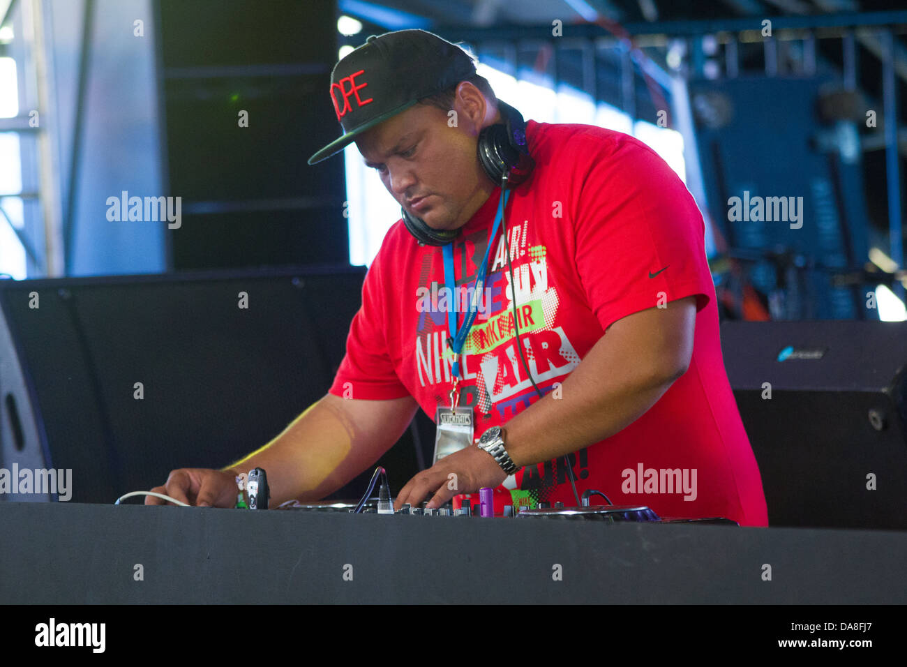 Charlie Sloth , DJ, performing in the Sonic Arena, Glastonbury Festival ...
