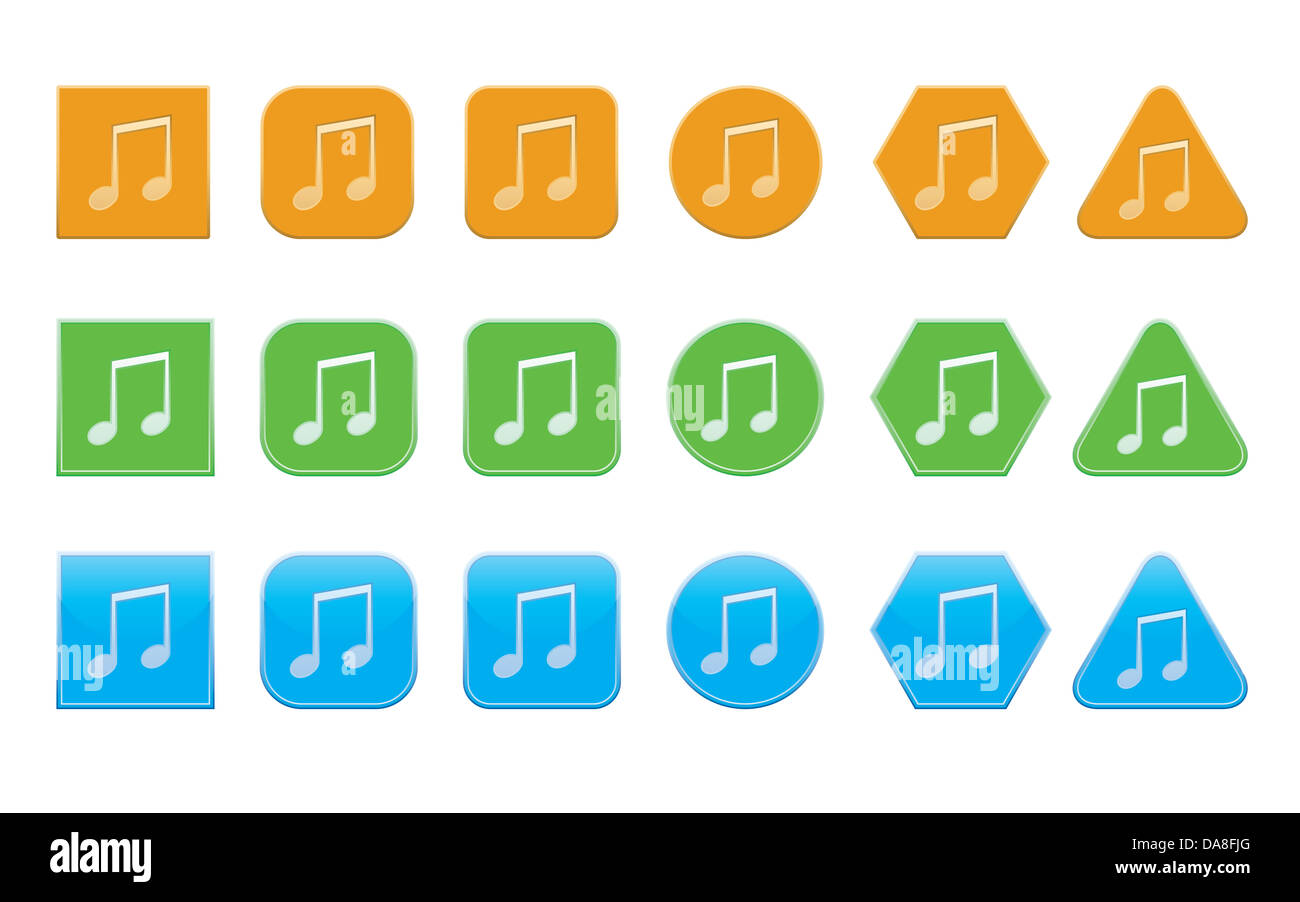 set of audio icons of different shape Stock Photo - Alamy