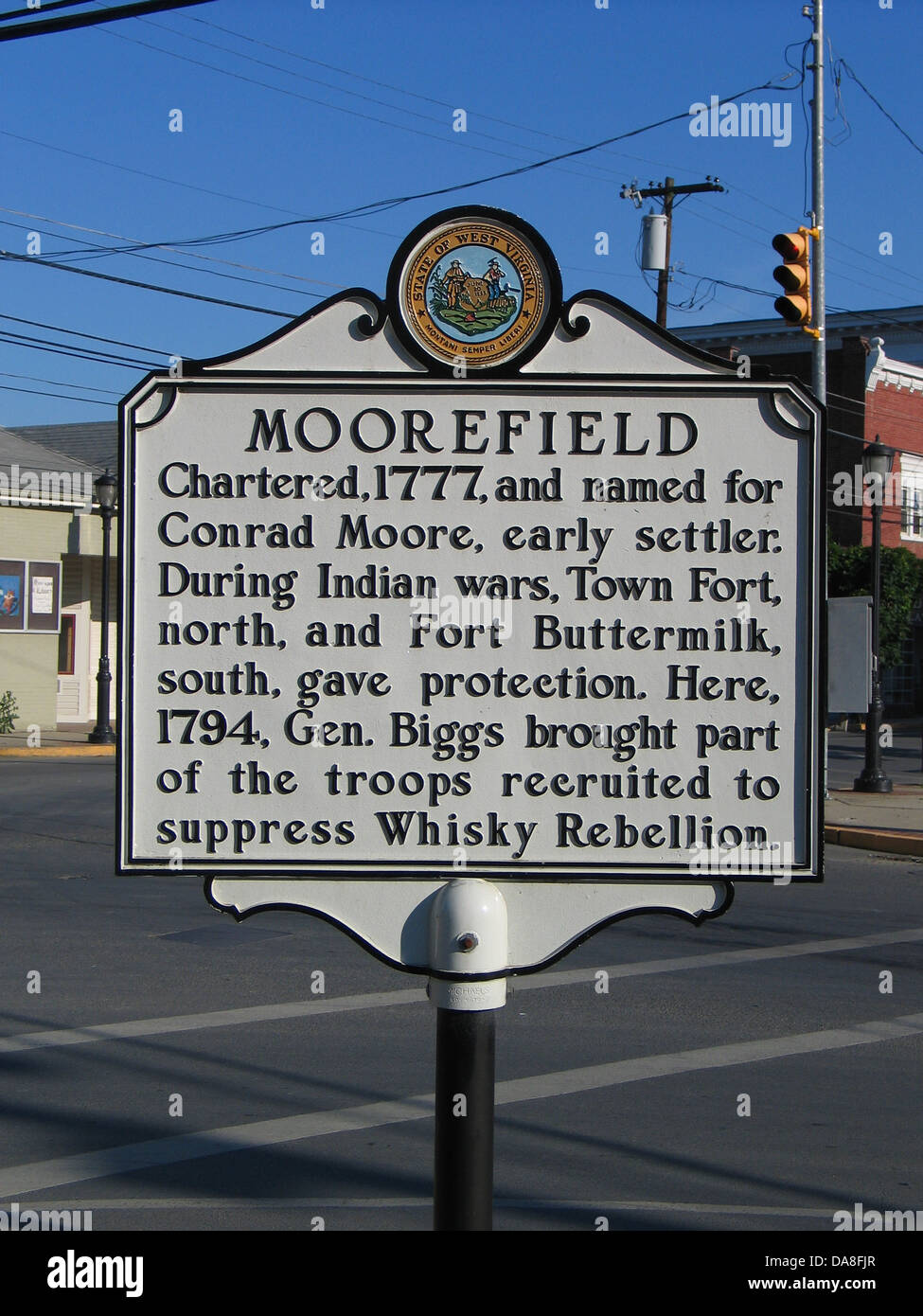MOOREFIELD Chartered, 1777, and named for Conrad Moore, early settler ...