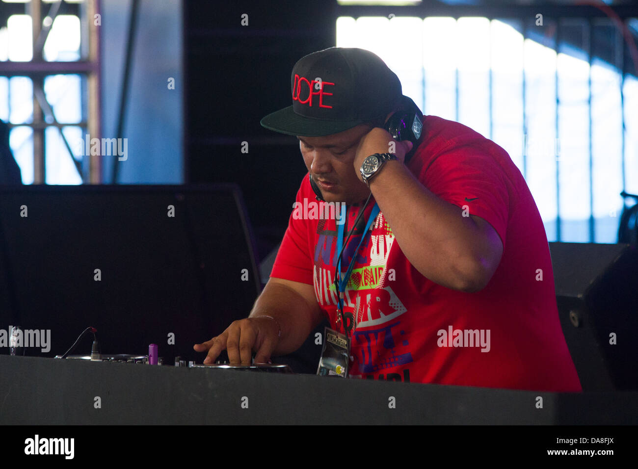 Charlie Sloth , DJ, performing in the Sonic Arena, Glastonbury Festival ...