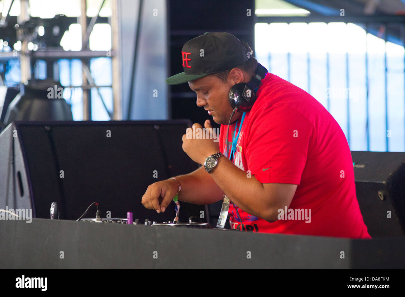 Charlie Sloth , DJ, performing in the Sonic Arena, Glastonbury Festival ...