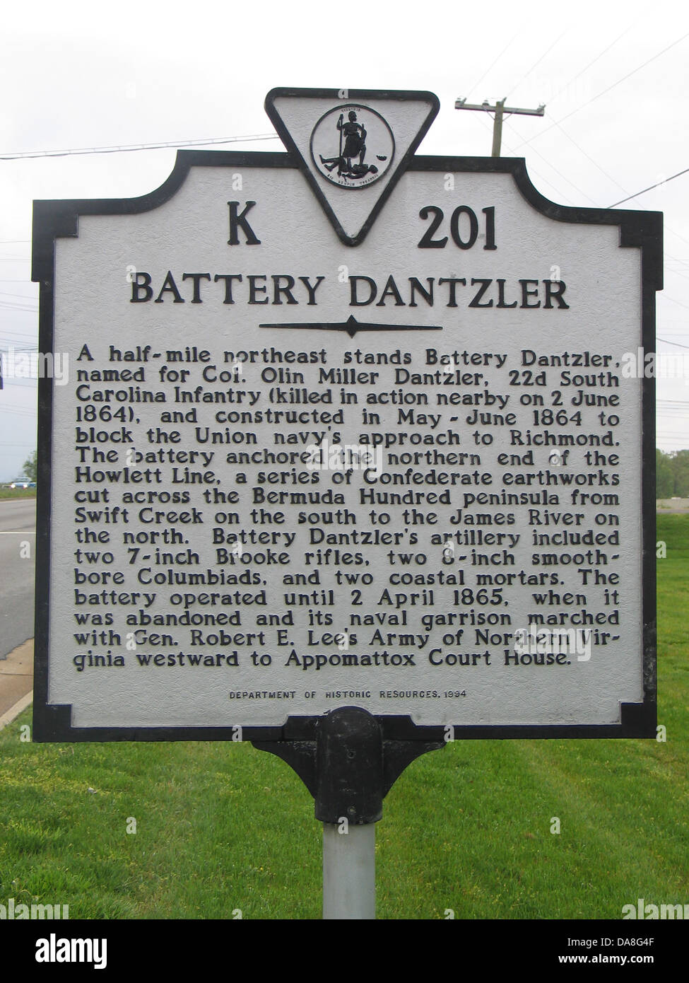 BATTERY DANTZLER A half-mile northeast stands Battery Dantzler, named for Col. Olin Miller ...