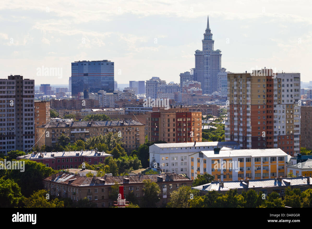 residential area and high-rise building in Moscow in summer afternoon ...
