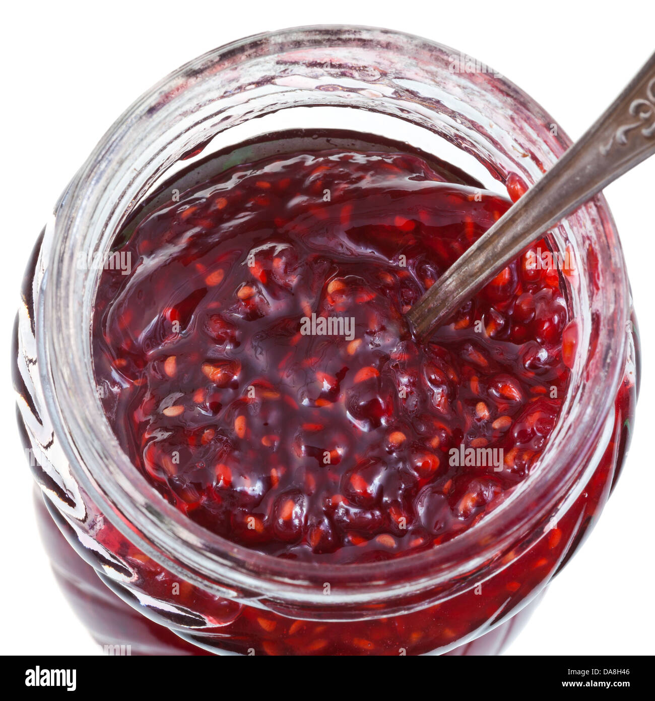 top view of jar of raspberry jam isolated on white background Stock ...