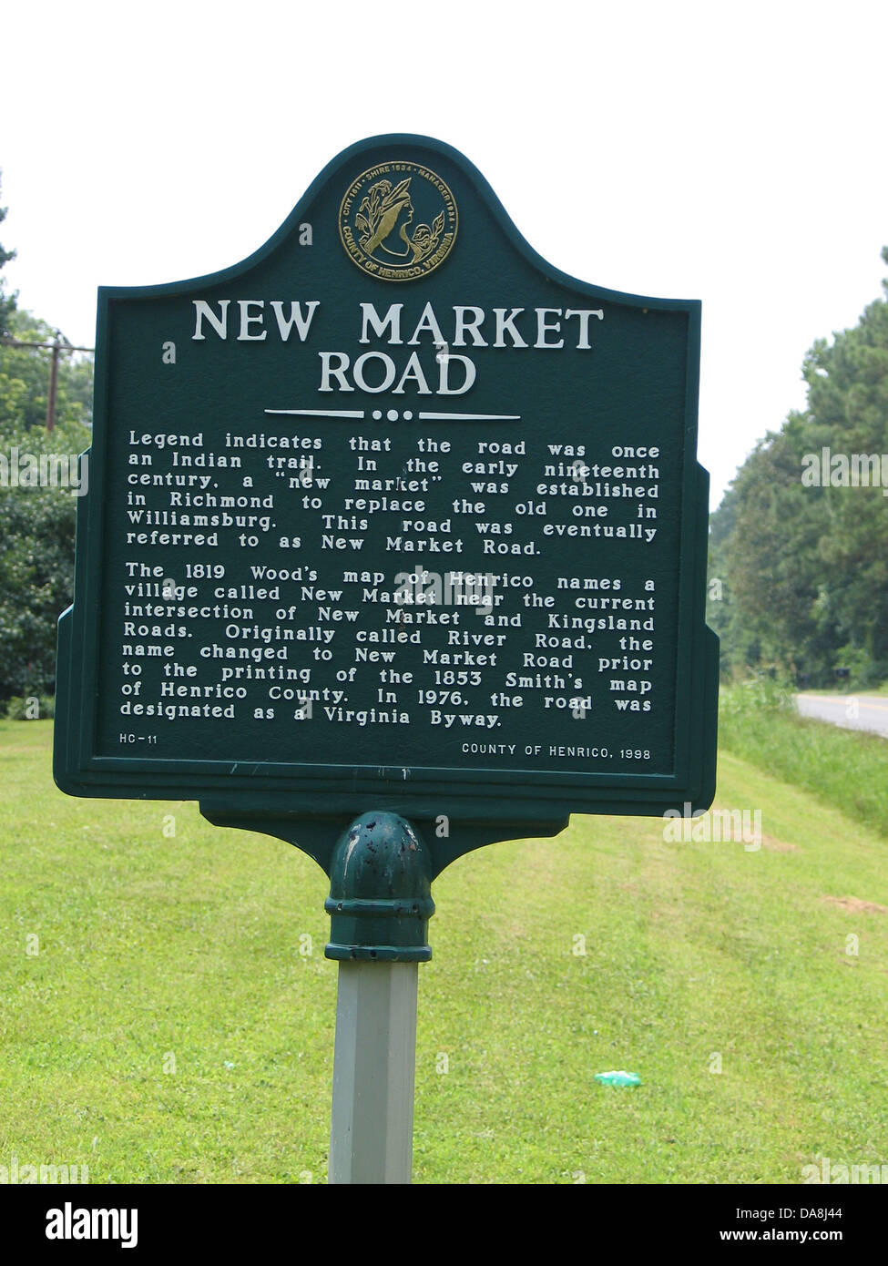 NEW MARKET ROAD Legend indicates that the road was once an Indian trail ...