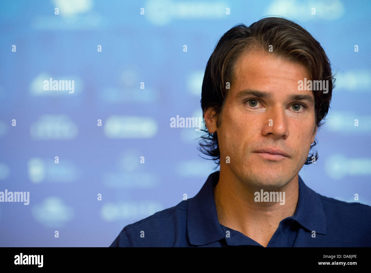 German tennis player Tommy Haas answers questions by journalists during ...