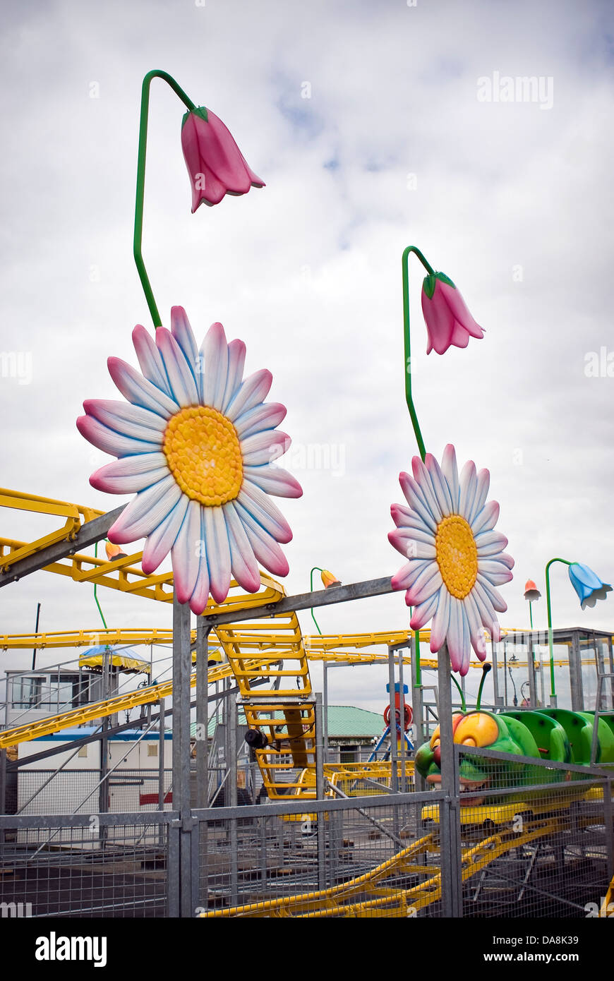 Closed down, deserted funfair rides out of season on Littlehampton ...