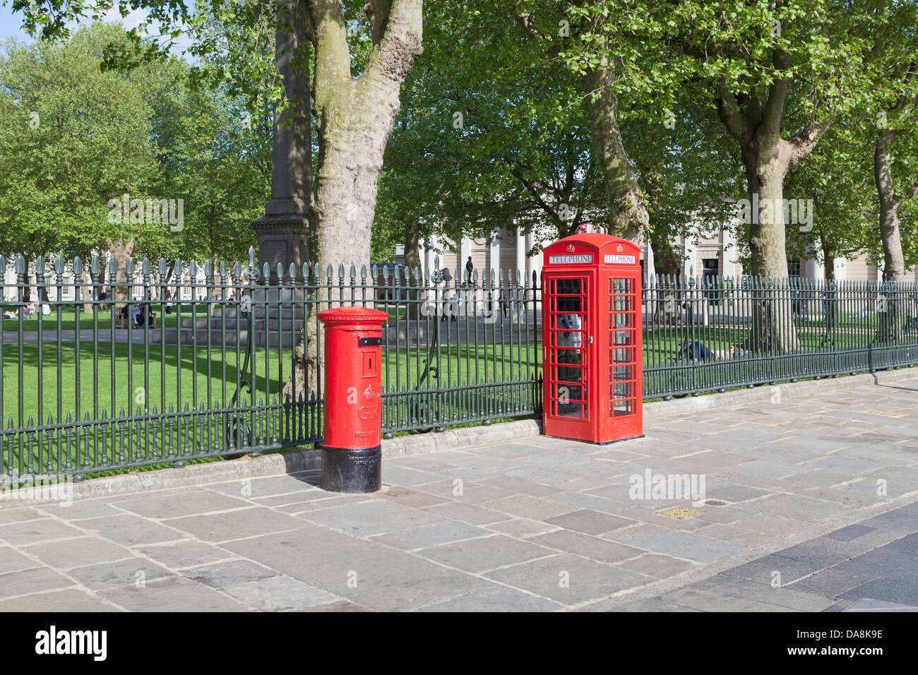 British red letter box and public telephone box, London, UK Stock Photo ...