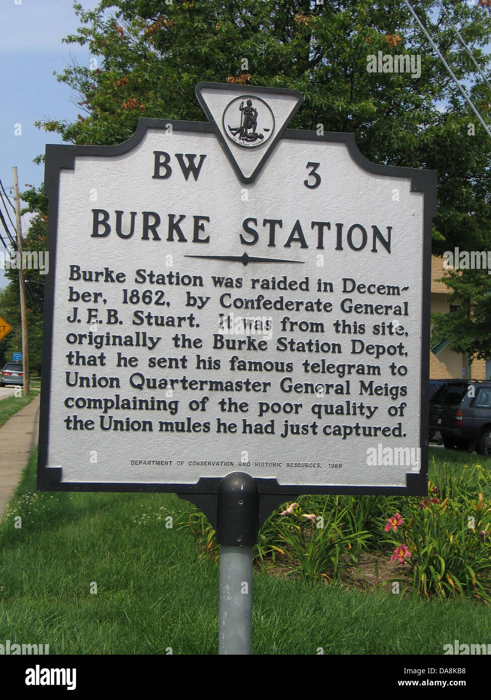 BURKE STATION Burke Station was raided in December, 1862, by Confederate General J.E.B. Stuart ...