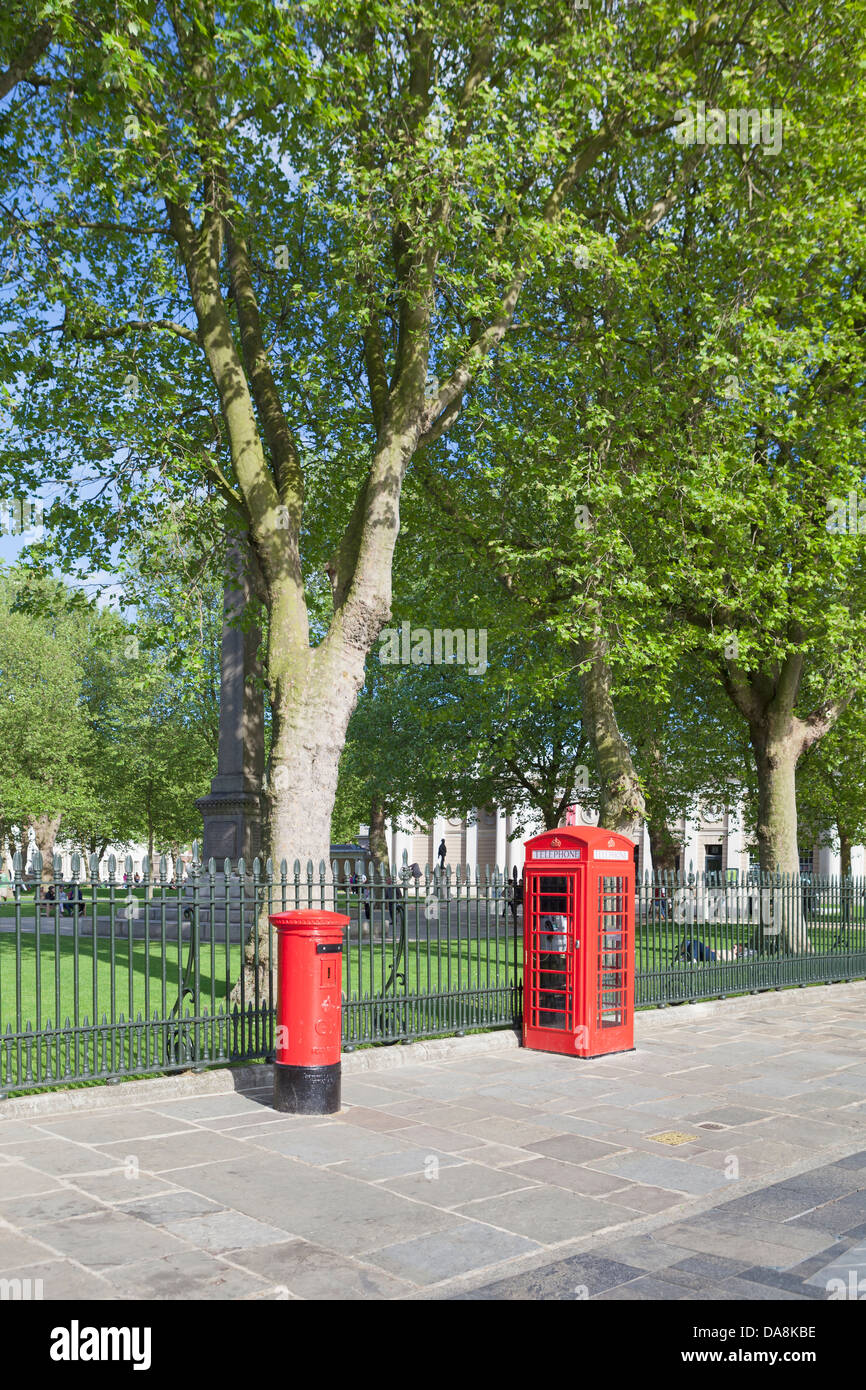 British red letter box and public telephone box, London, UK Stock Photo ...