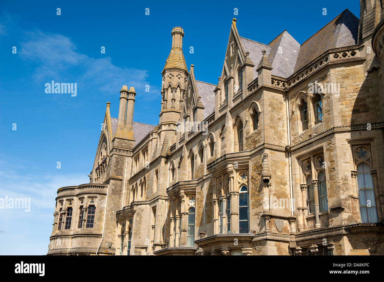 Sandstone facade of Aberystwyth University college, North Wales Stock ...
