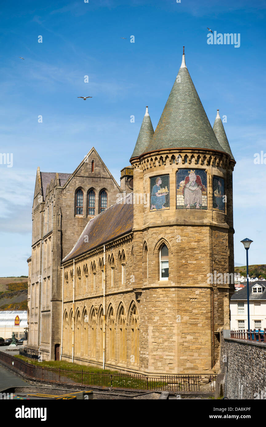 Sandstone facade of Aberystwyth University college, North Wales Stock ...