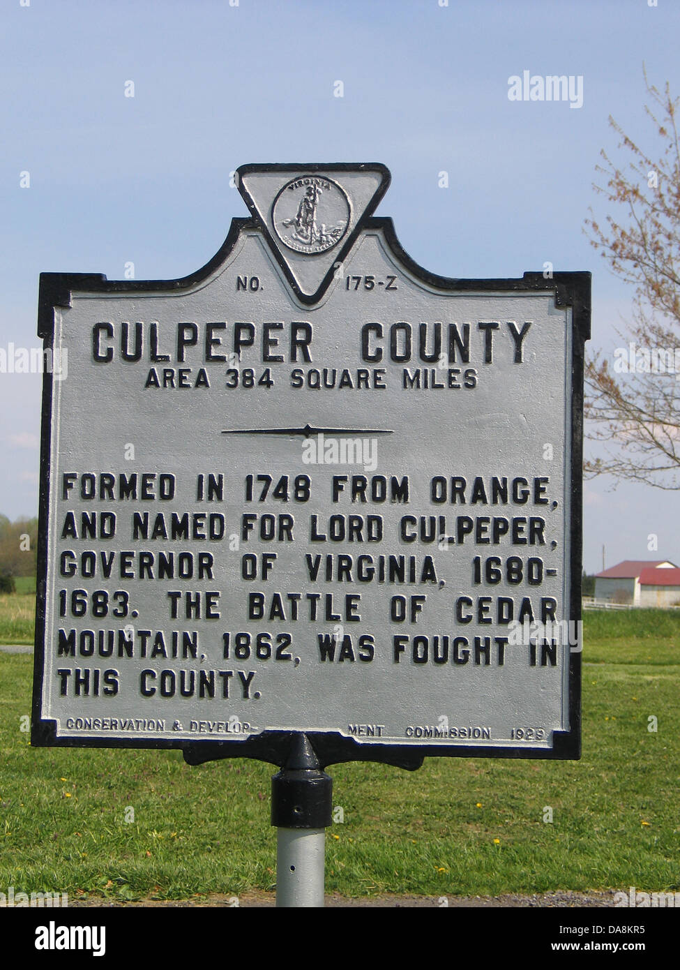 CULPEPER COUNTY Area 384 Square Miles Formed in 1748 from Orange, and ...