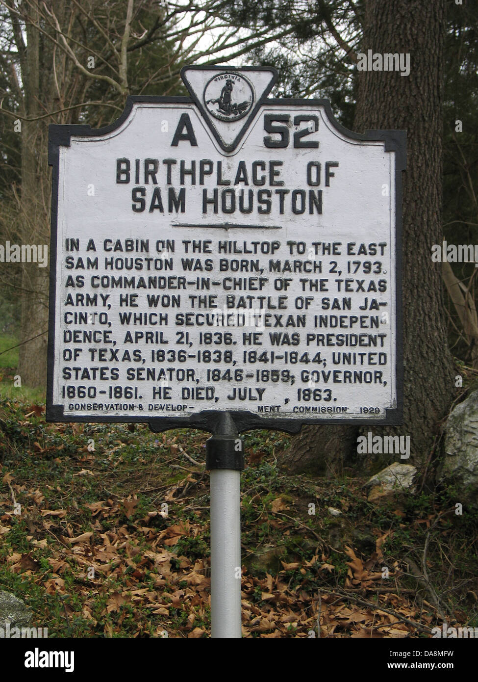 BIRTHPLACE OF SAM HOUSTON In a cabin on the hilltop to the east Sam ...