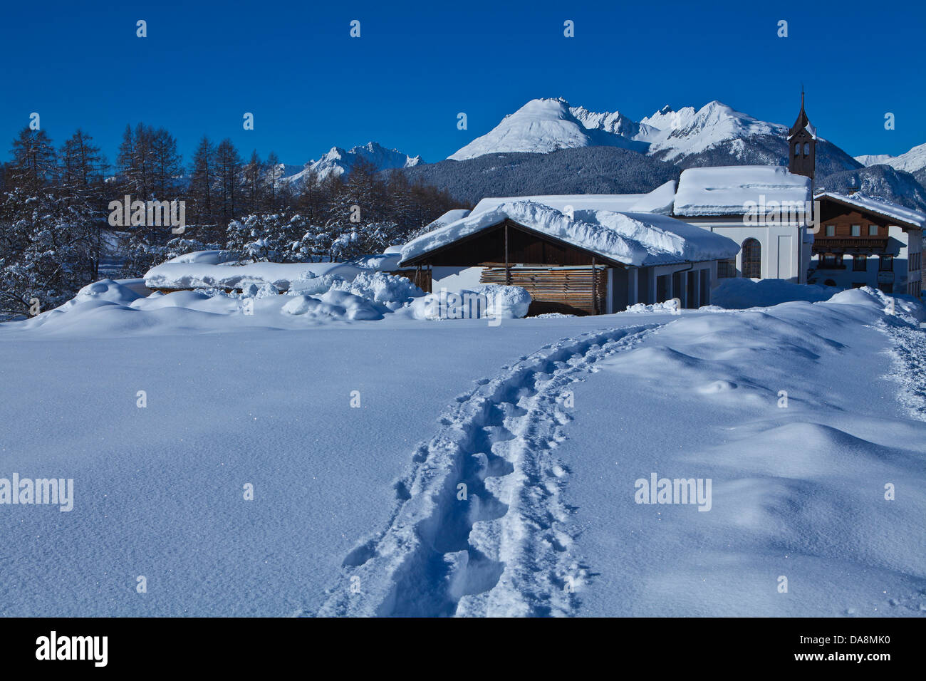 Austria, Europe, Tyrol, Mieminger plateau, Obsteig, Holzleiten, winter ...