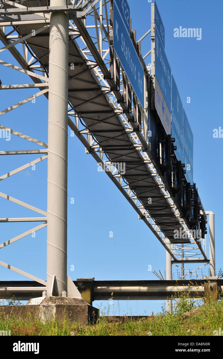Road signs over motorway Stock Photo - Alamy